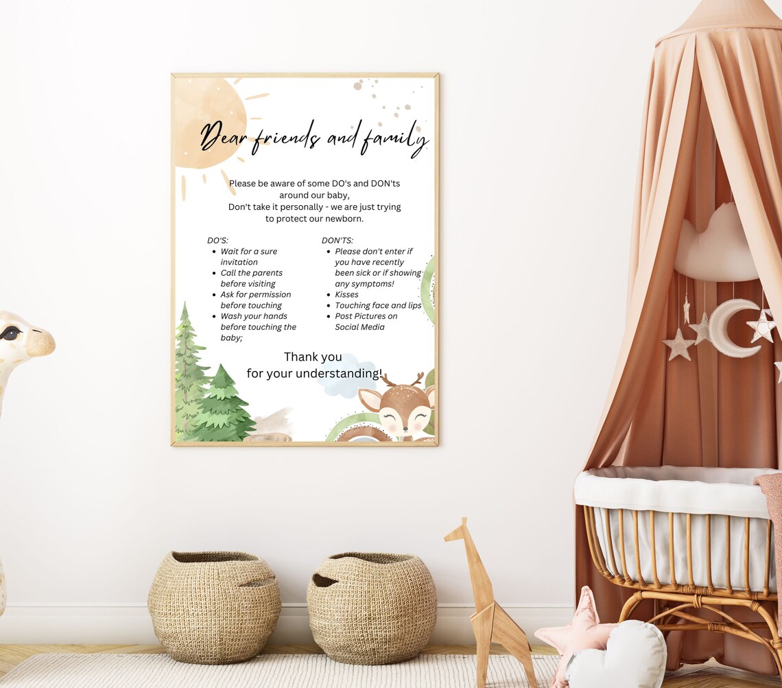 Editable Baby Visitors Do's and Don'ts Sign, Baby Visitor Rules, Baby ...