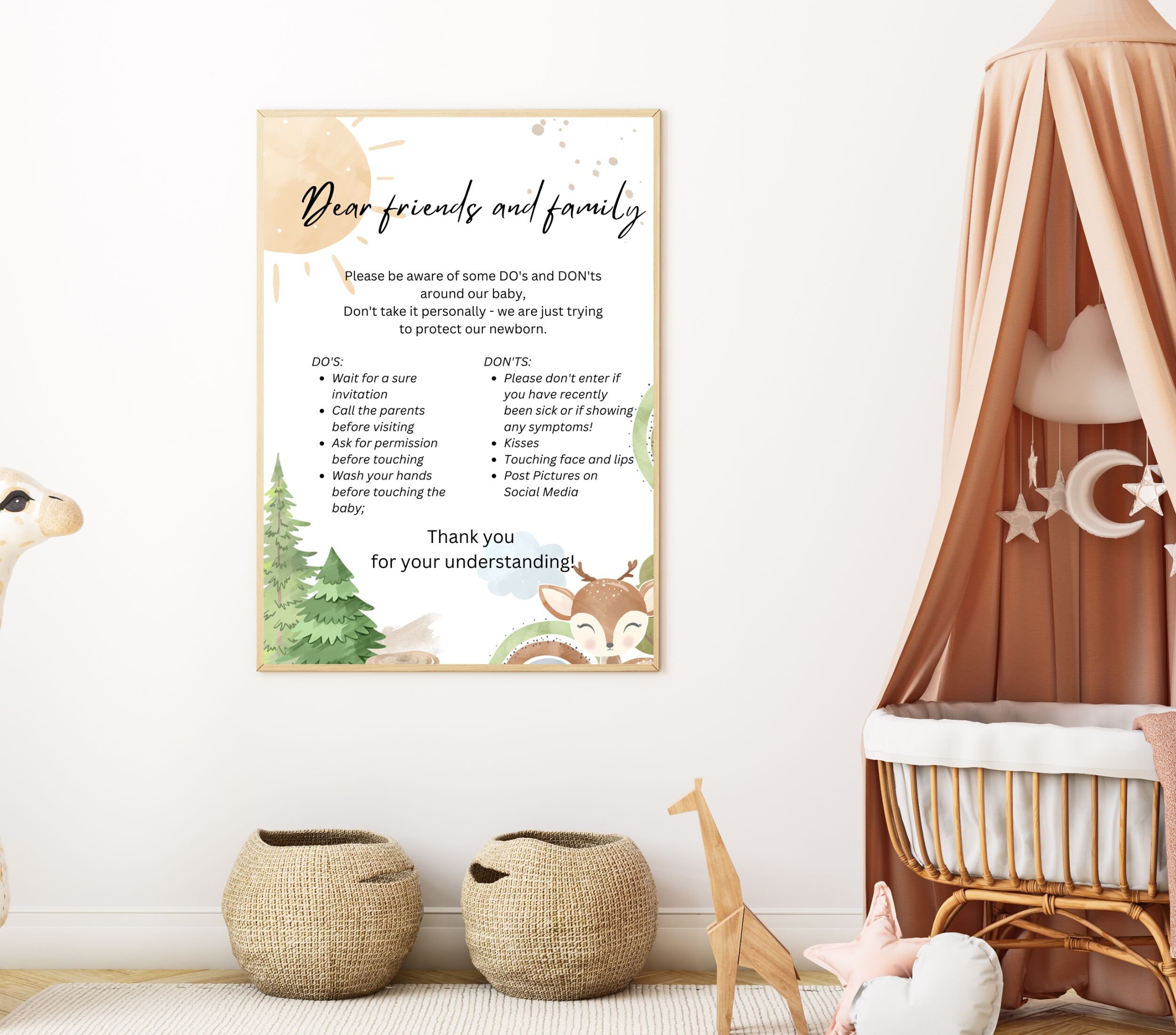 Editable Baby Visitors Do's and Don'ts Sign, Baby Visitor Rules, Baby ...