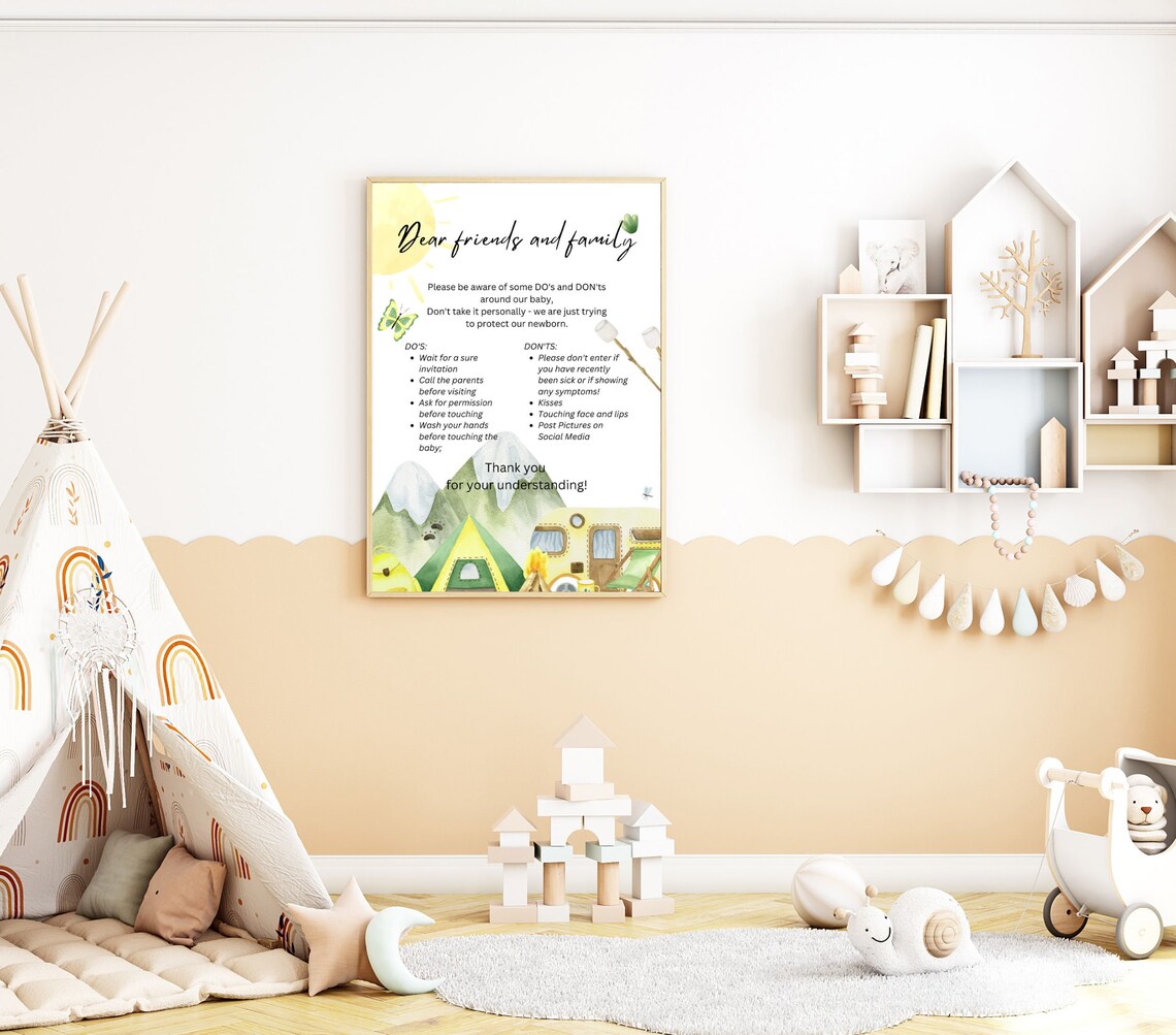 Editable Baby Visitors Do's and Don'ts Sign Camping Theme, Nursery ...