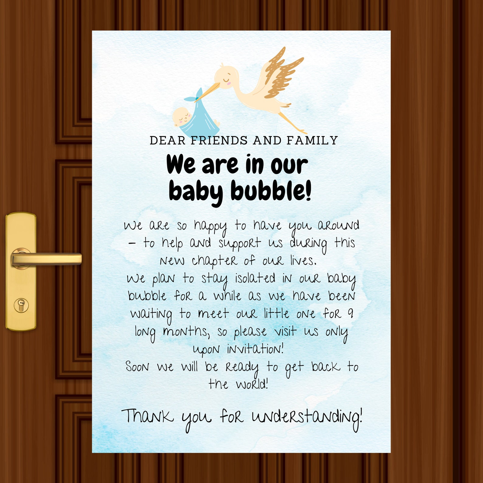 No Visitors Birth Sign Baby Bubble No Visitors Love Bubble Newborn Baby ...