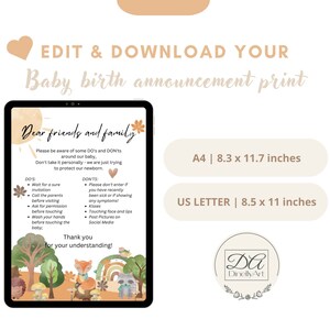 Autumn Editable Baby Visitors Do's and Don'ts Sign, Baby Visitor Rules ...