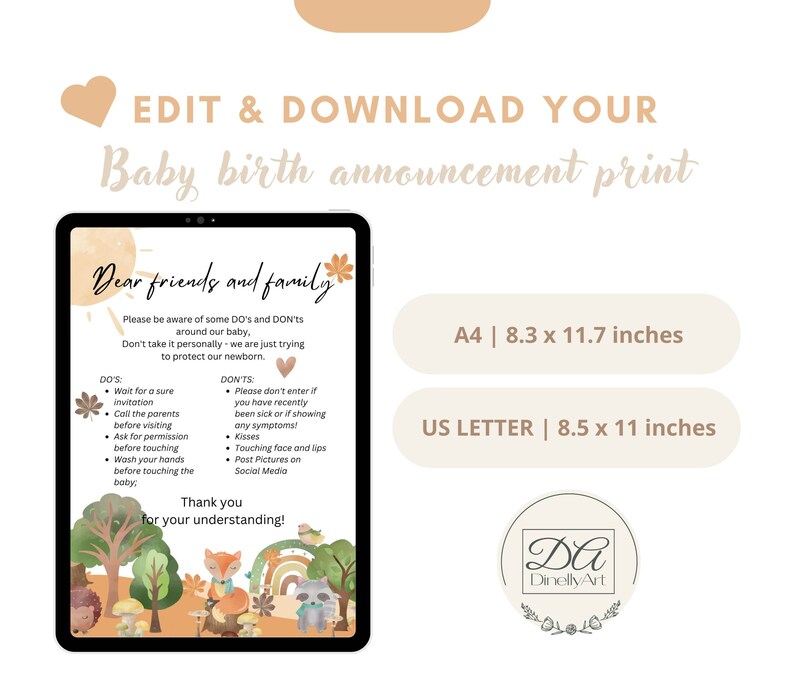 Autumn Editable Baby Visitors Do's and Don'ts Sign, Baby Visitor Rules ...