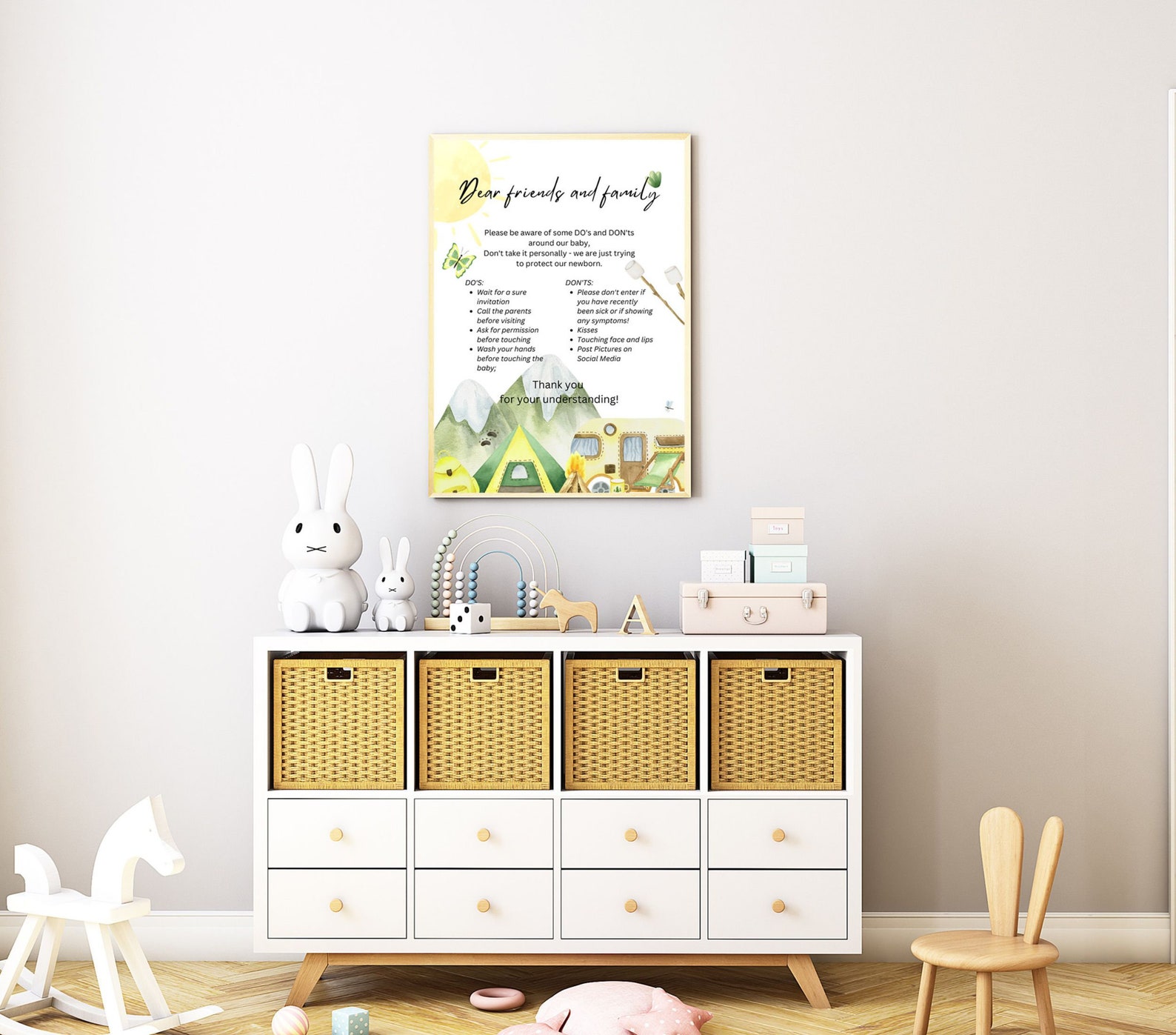 Editable Baby Visitors Do's and Don'ts Sign Camping Theme, Nursery ...
