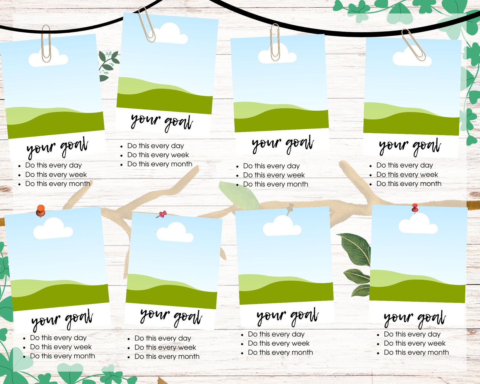 Editable Boho Vision Board Canva Template • New Year's Resolutions ...