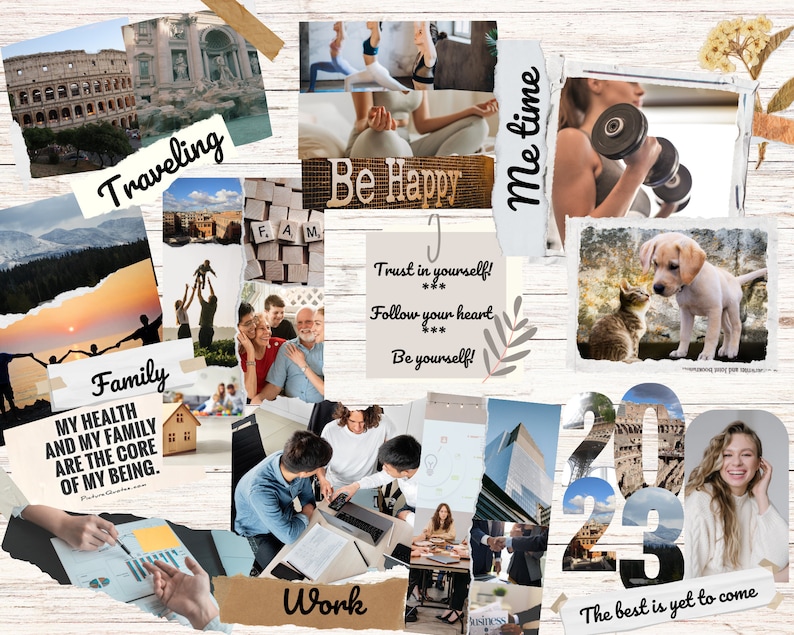 Editable Vision Board Canva Template • New Year's Resolutions • Vision ...