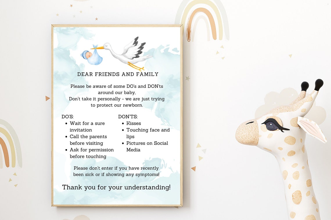 Editable Baby Visitors Do's and Don'ts Sign, Baby Visitor Rules, Baby ...