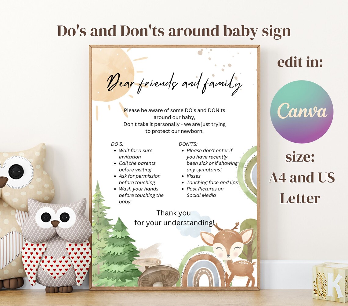 Editable Baby Visitors Do's and Don'ts Sign, Baby Visitor Rules, Baby ...
