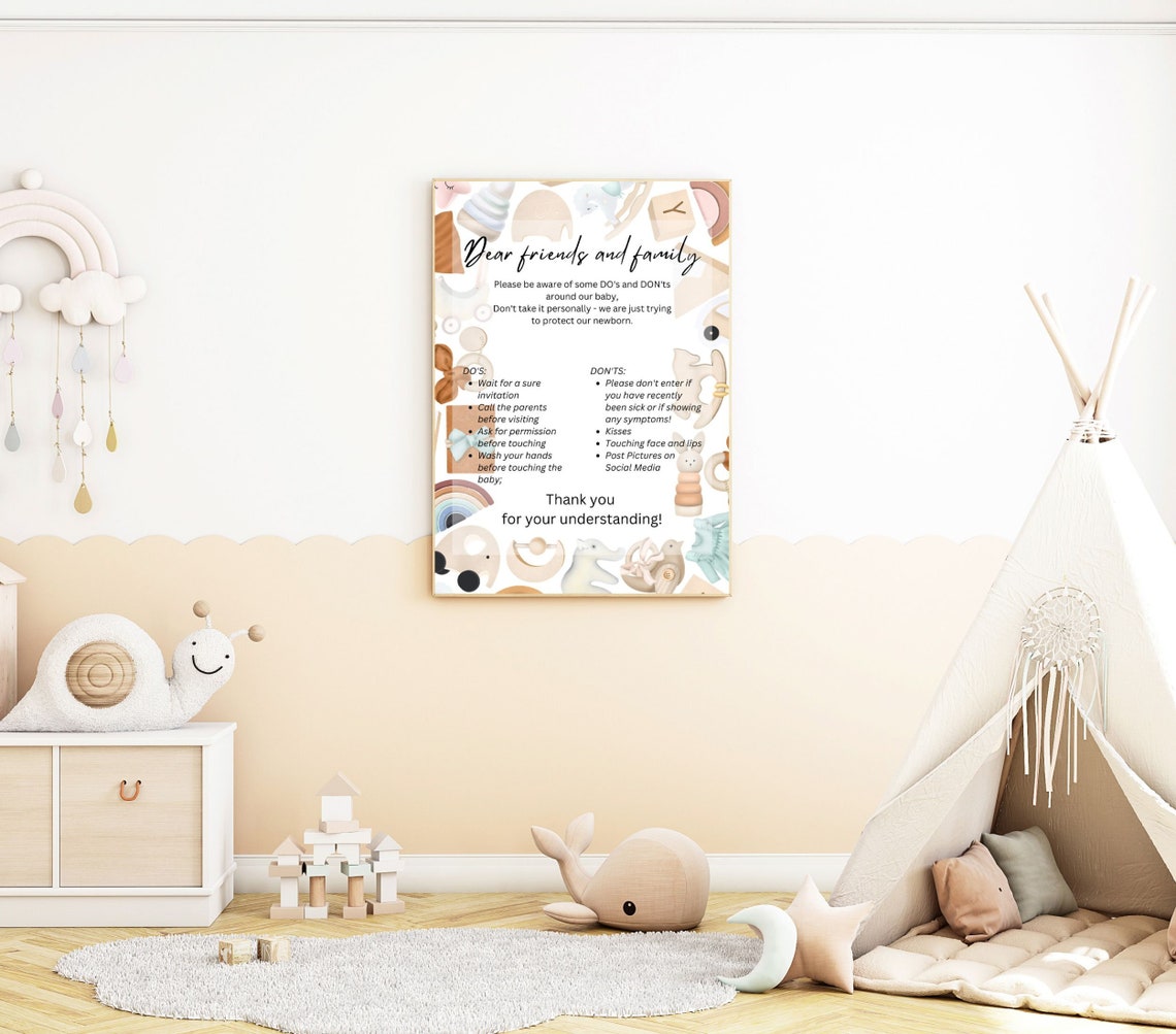Editable Baby Visitors Do's and Don'ts Sign, Baby Visitor Rules, Baby ...