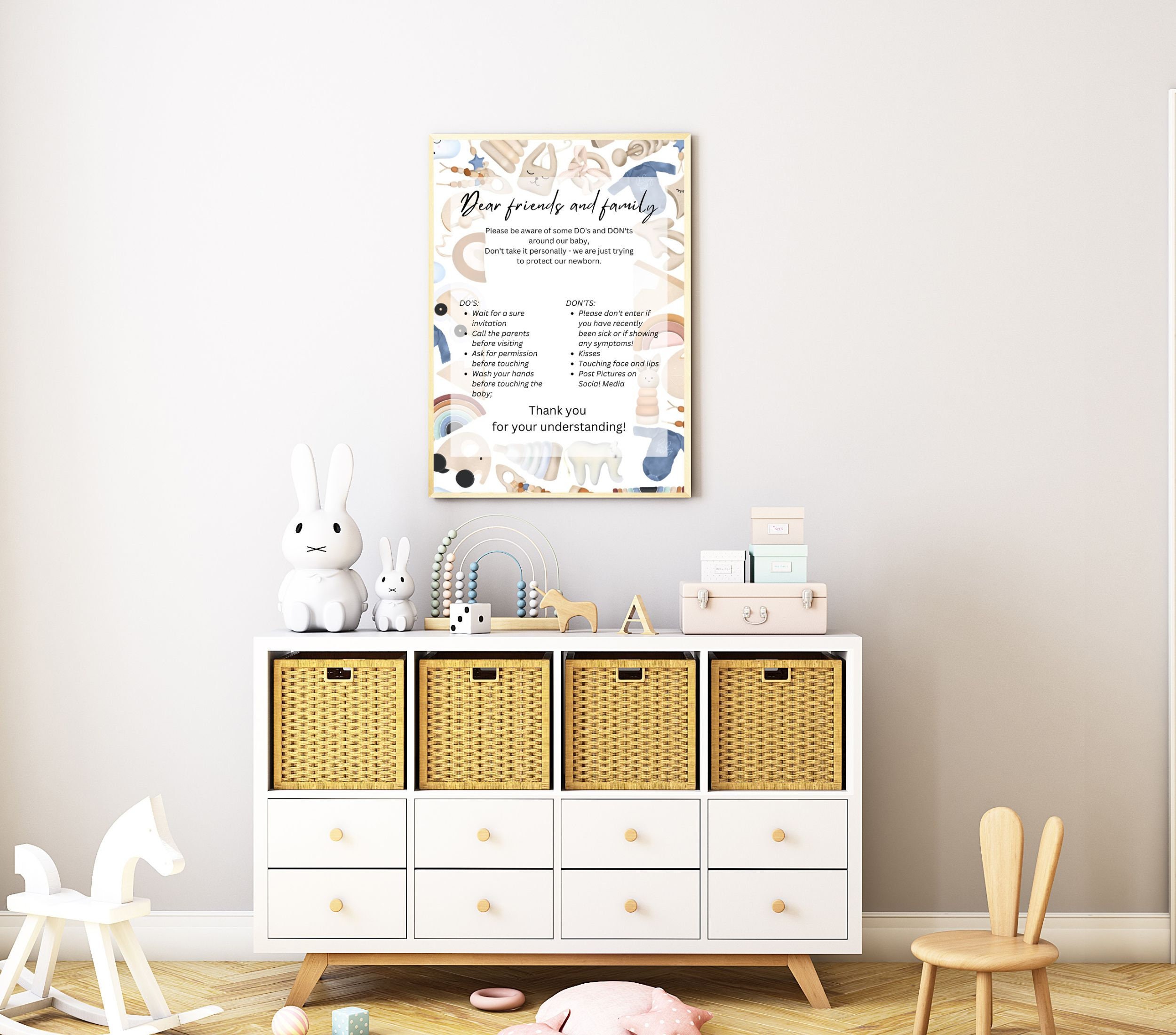 Editable Baby Visitors Do's and Don'ts Sign, Baby Bou Boho Nursery Sign ...