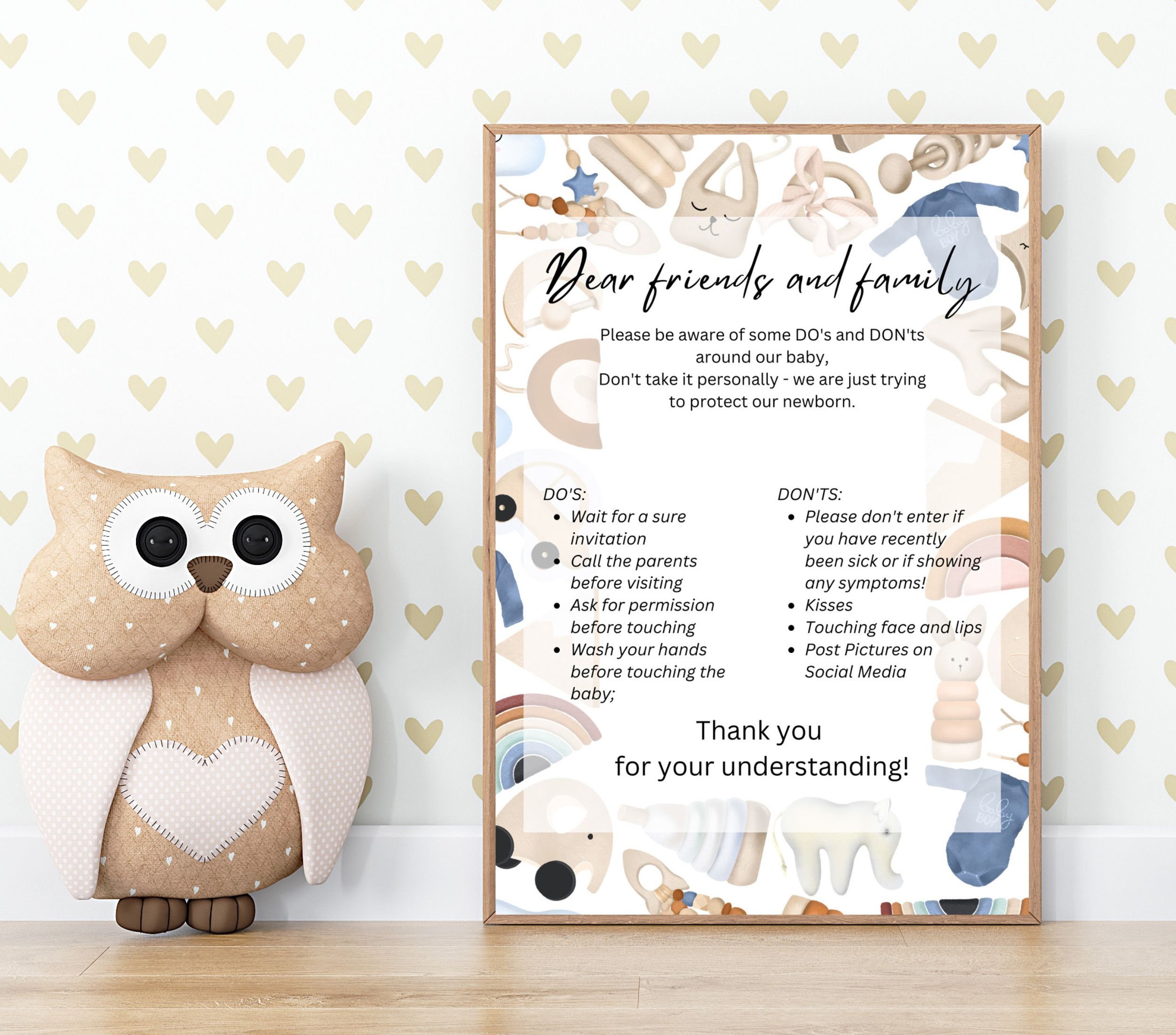 Editable Baby Visitors Do's and Don'ts Sign, Baby Bou Boho Nursery Sign ...