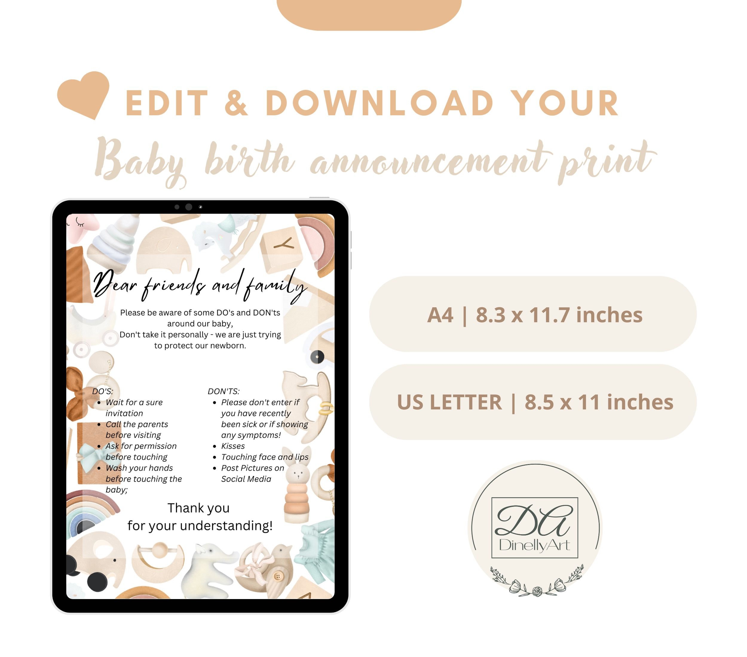 Editable Baby Visitors Do's and Don'ts Sign, Baby Visitor Rules, Baby ...