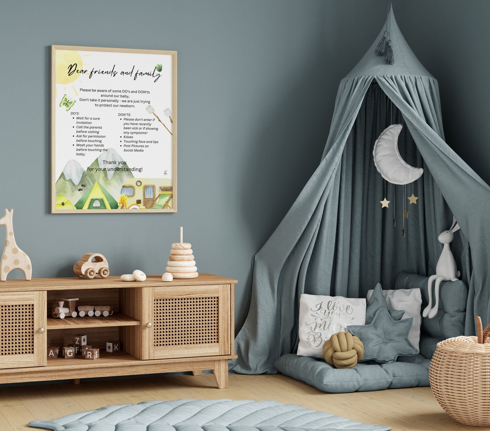 Editable Baby Visitors Do's and Don'ts Sign Camping Theme, Nursery ...