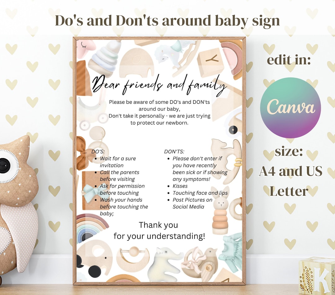Editable Baby Visitors Do's and Don'ts Sign, Baby Visitor Rules, Baby ...