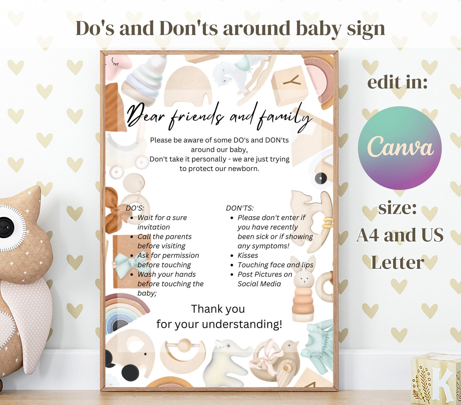 Editable Baby Visitors Do's and Don'ts Sign, Baby Visitor Rules, Baby ...