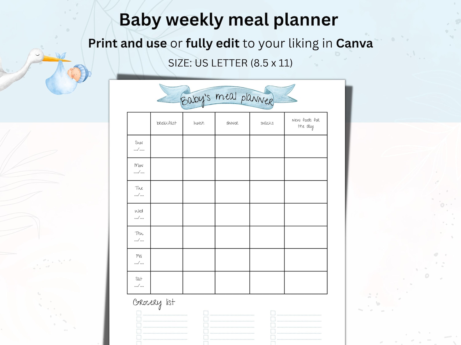 Baby Boy Food Tracker Printable BUNDLE, Baby Led Weaning, Baby’s First ...