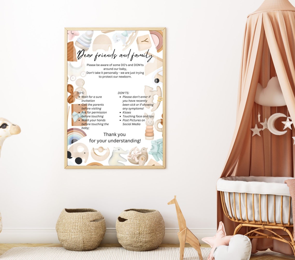 Editable Baby Visitors Do's and Don'ts Sign, Baby Visitor Rules, Baby ...
