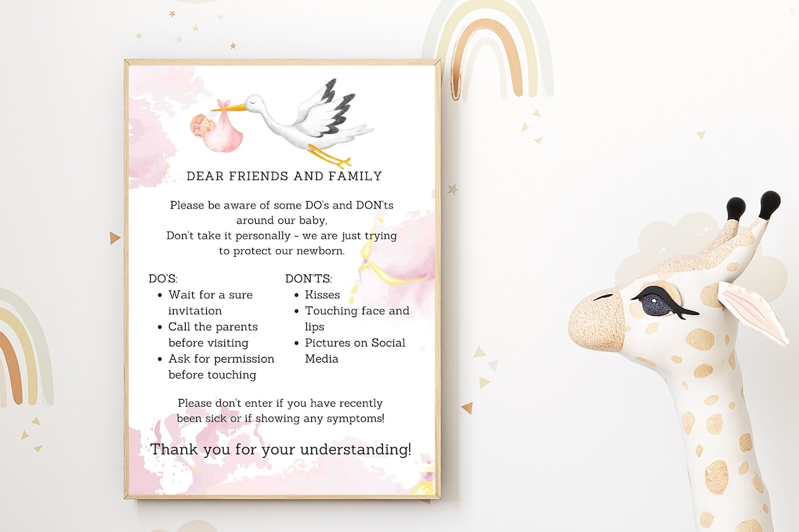 Editable Baby Girl Visitors Do's and Don'ts Sign, Baby Visitor Rules ...