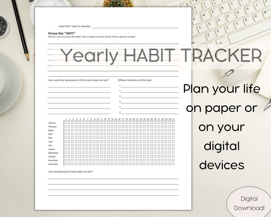 Yearly Habit Tracker Digital Download Printable Goodnotes Habit Tracker ...