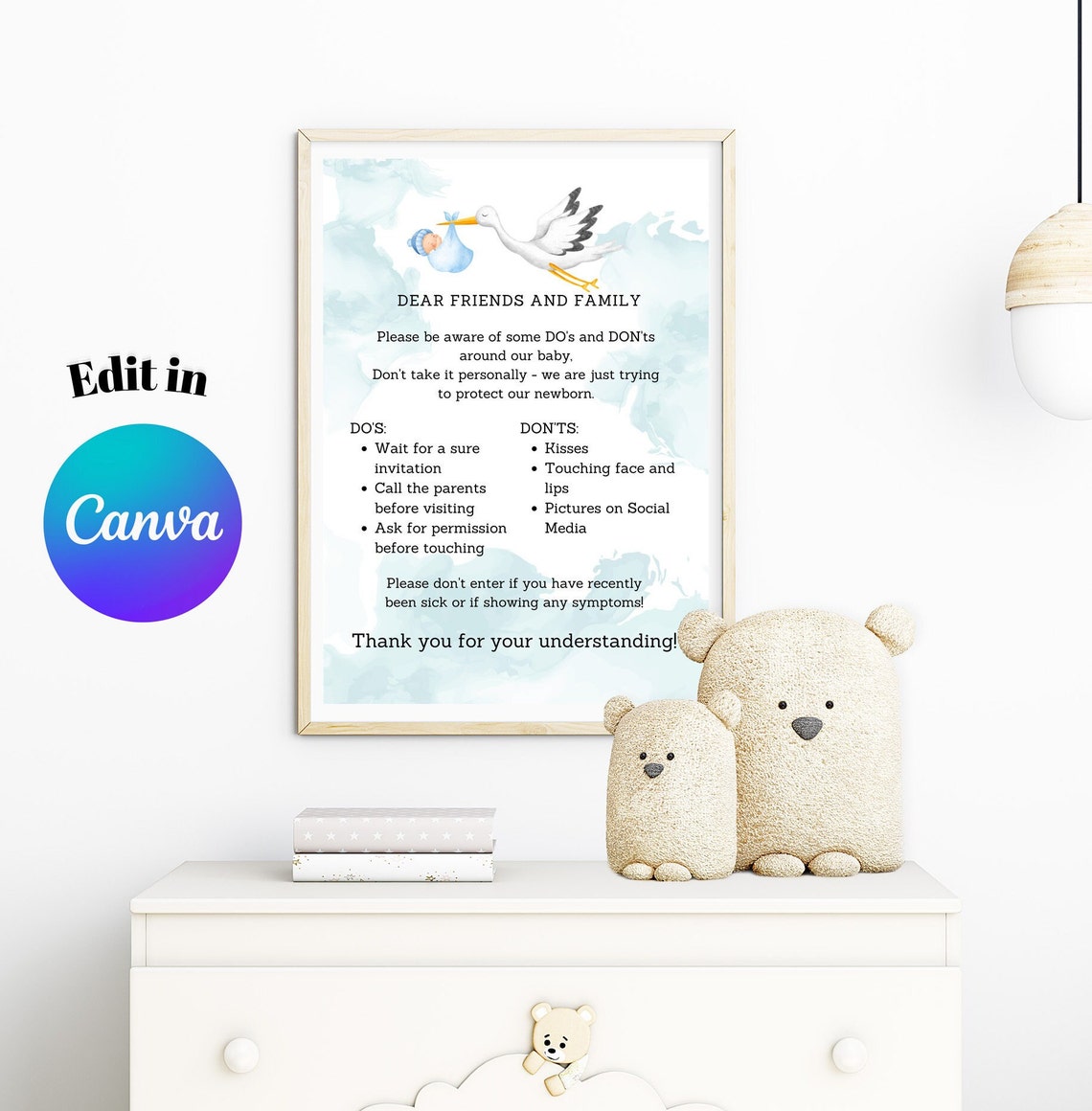 Editable Baby Visitors Do's and Don'ts Sign, Baby Visitor Rules, Baby ...