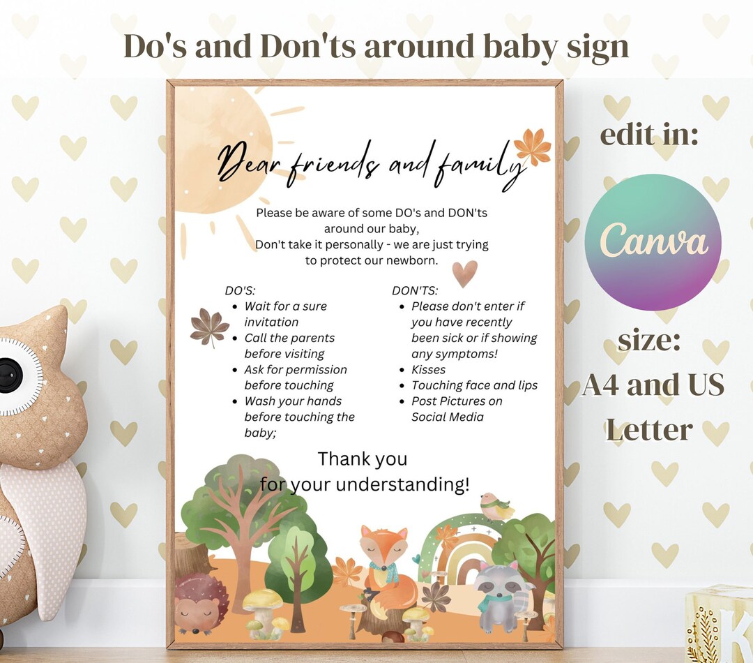 Autumn Editable Baby Visitors Do's and Don'ts Sign, Baby Visitor Rules ...