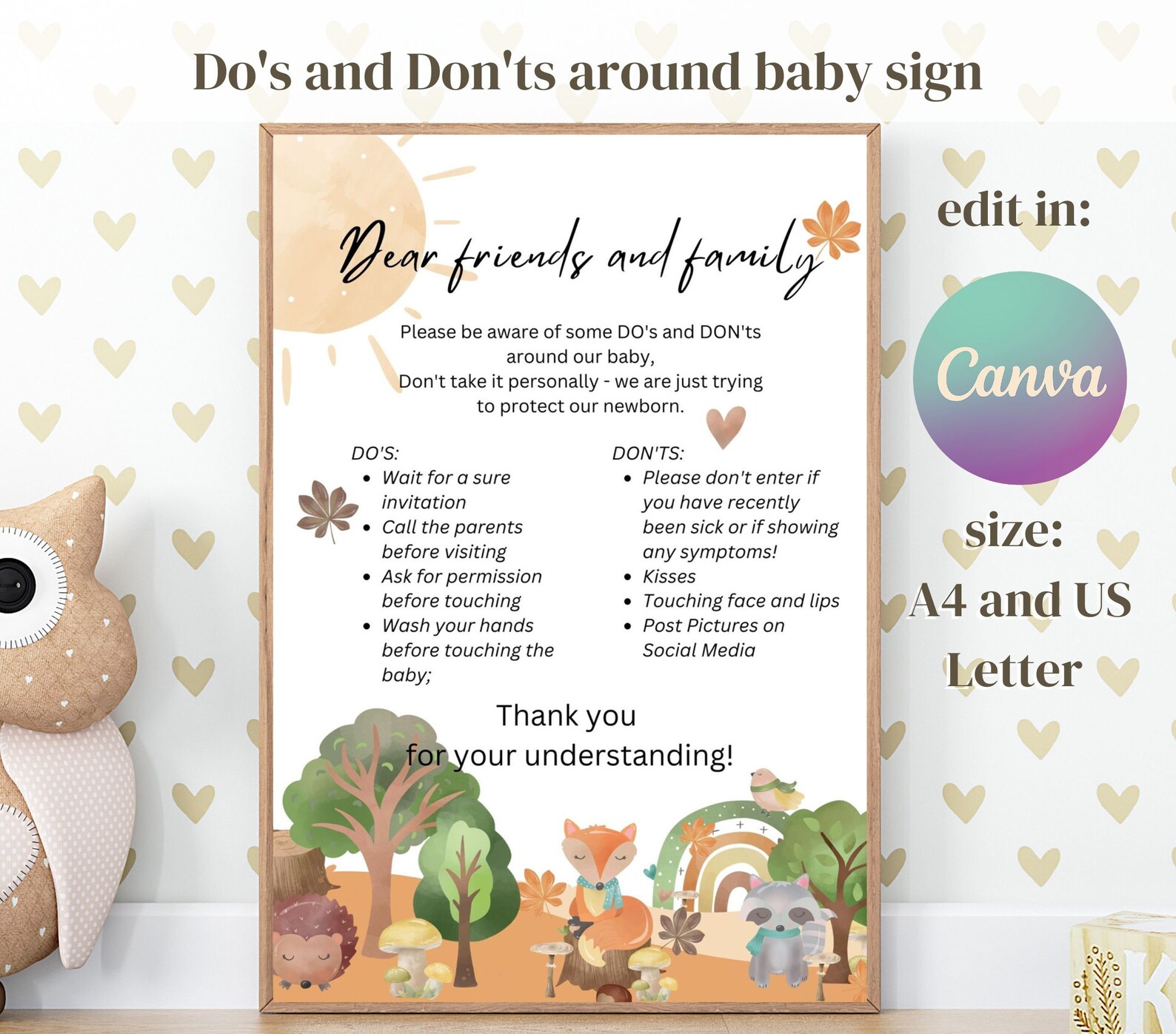 Autumn Editable Baby Visitors Do's and Don'ts Sign, Baby Visitor Rules ...