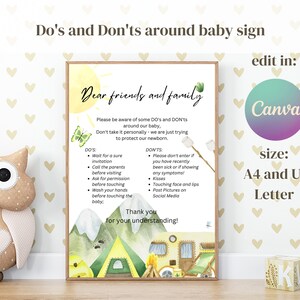 Editable Baby Visitors Do's and Don'ts Sign Camping Theme, Nursery ...