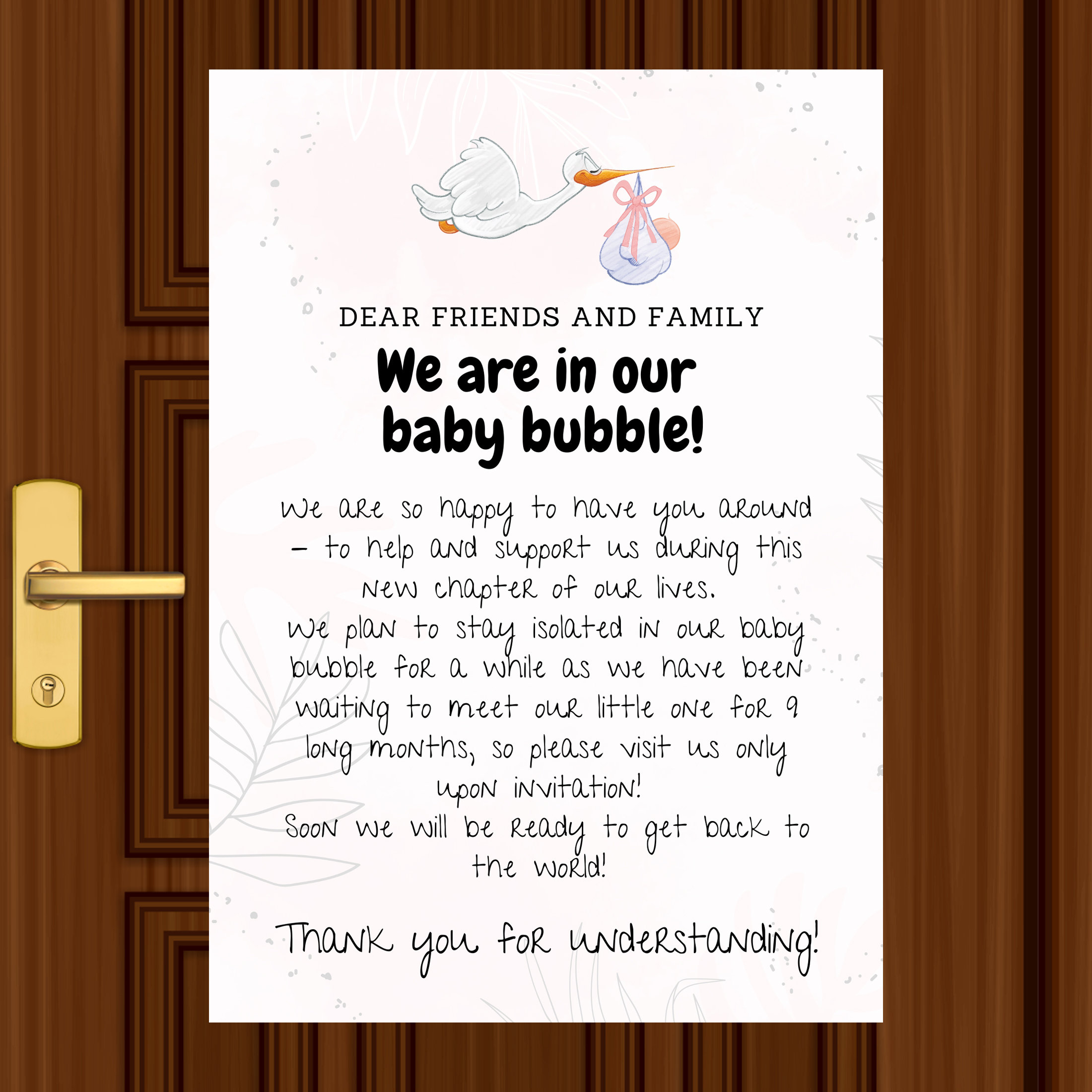 No Visitors Birth Sign Baby Bubble No Visitors Love Bubble Newborn Baby ...