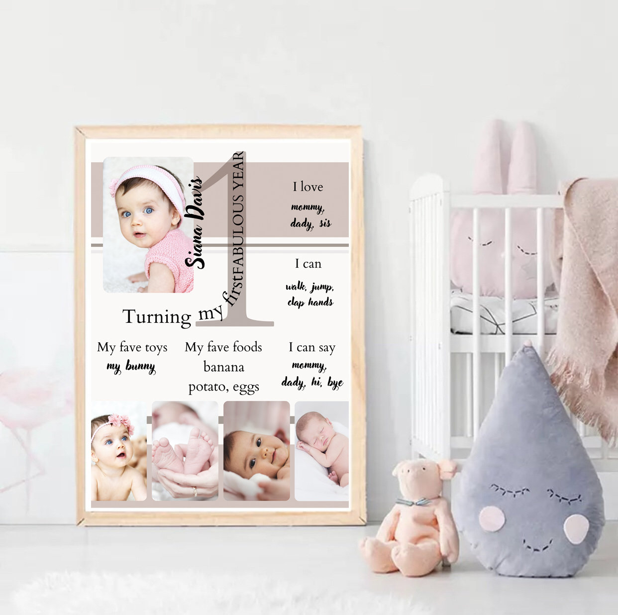 Editable First Year Baby Milestone Sign Pastel Colours One - Etsy