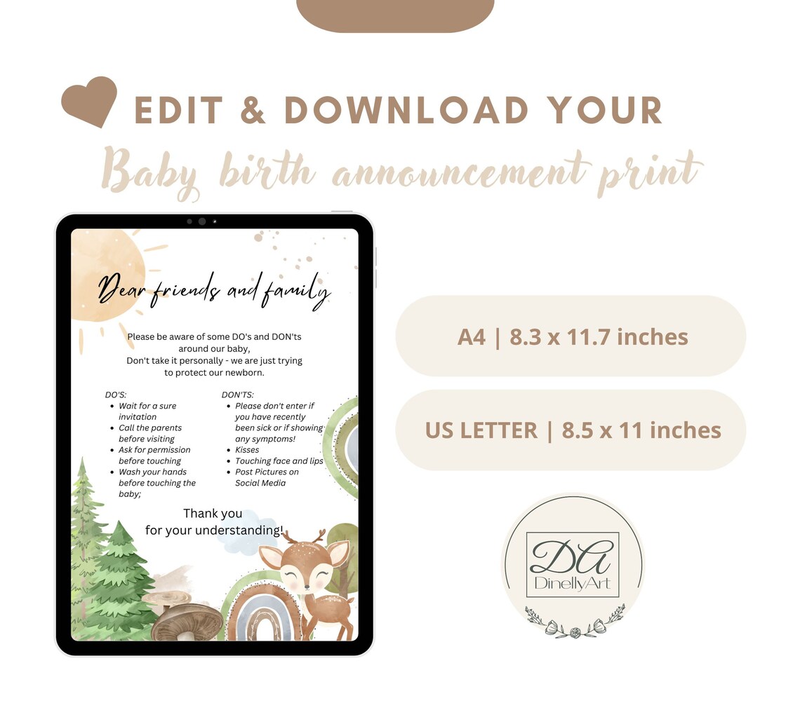 Editable Baby Visitors Do's and Don'ts Sign, Baby Visitor Rules, Baby ...