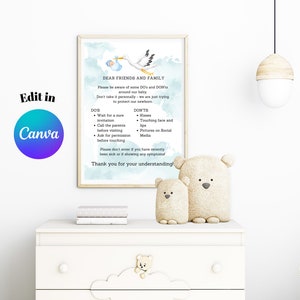 Editable Baby Visitors Do's and Don'ts Sign, Baby Visitor Rules, Baby ...