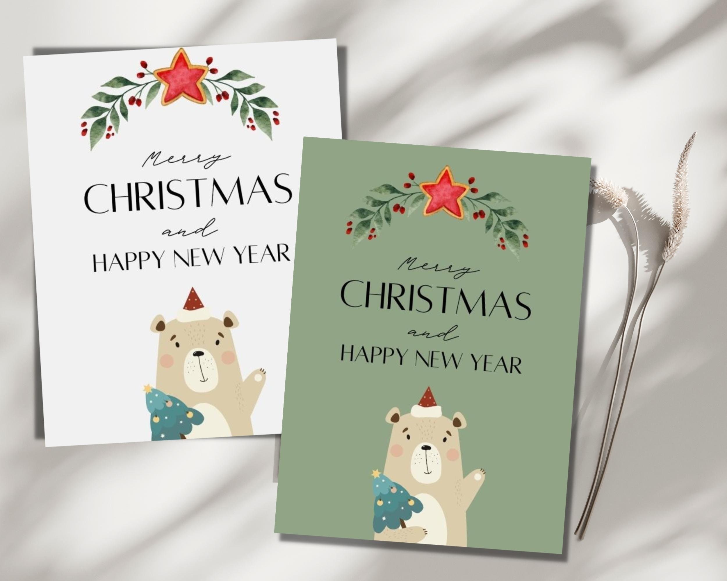 Digital Christmas Cards Bundle Printable Christmas Card Merry Christmas ...