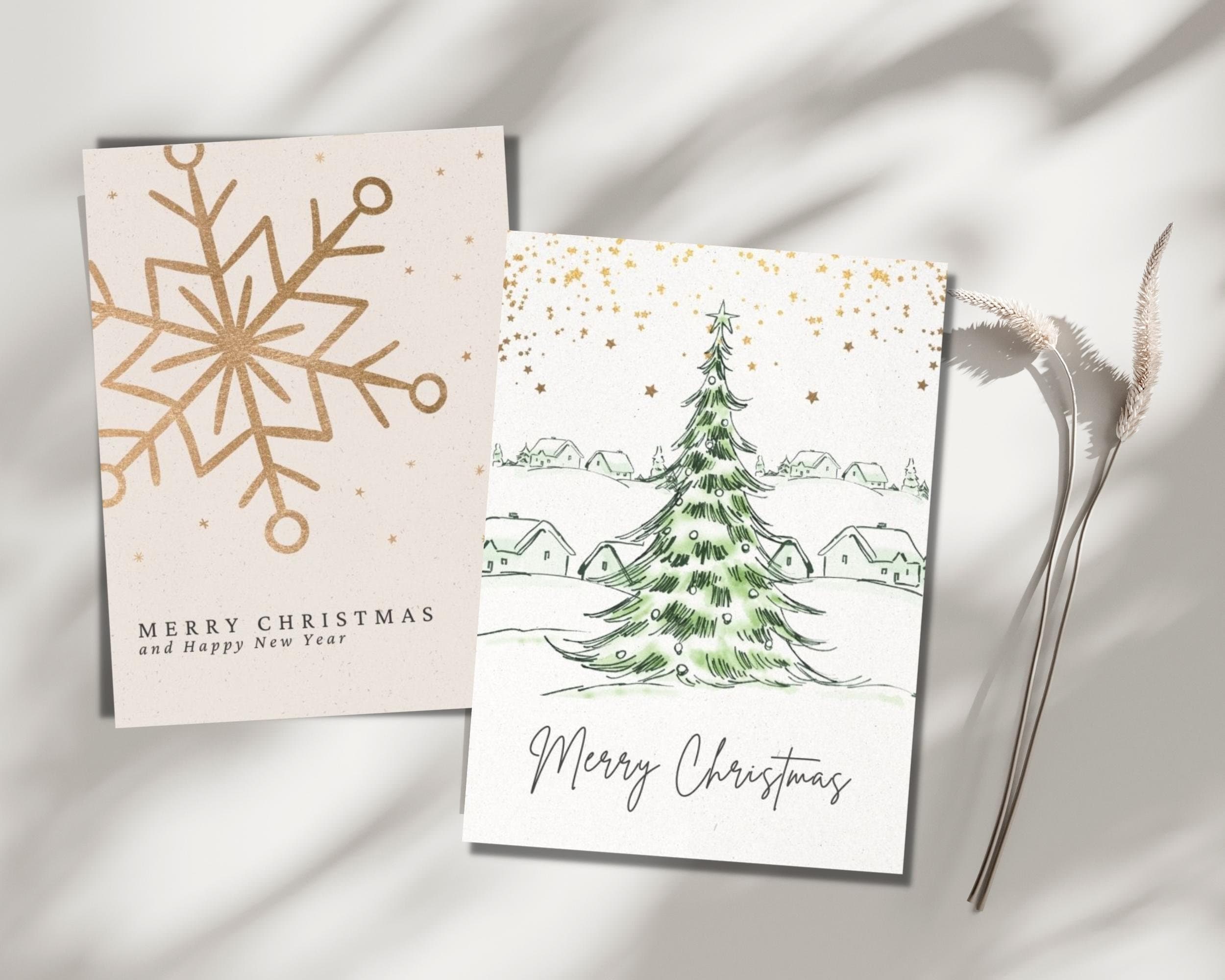 Digital Christmas Cards Bundle Printable Christmas Card Merry Christmas ...