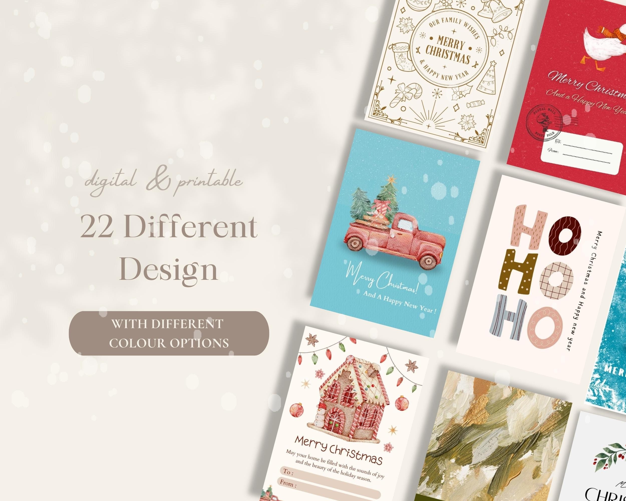 Digital Christmas Cards Bundle Printable Christmas Card Merry Christmas ...