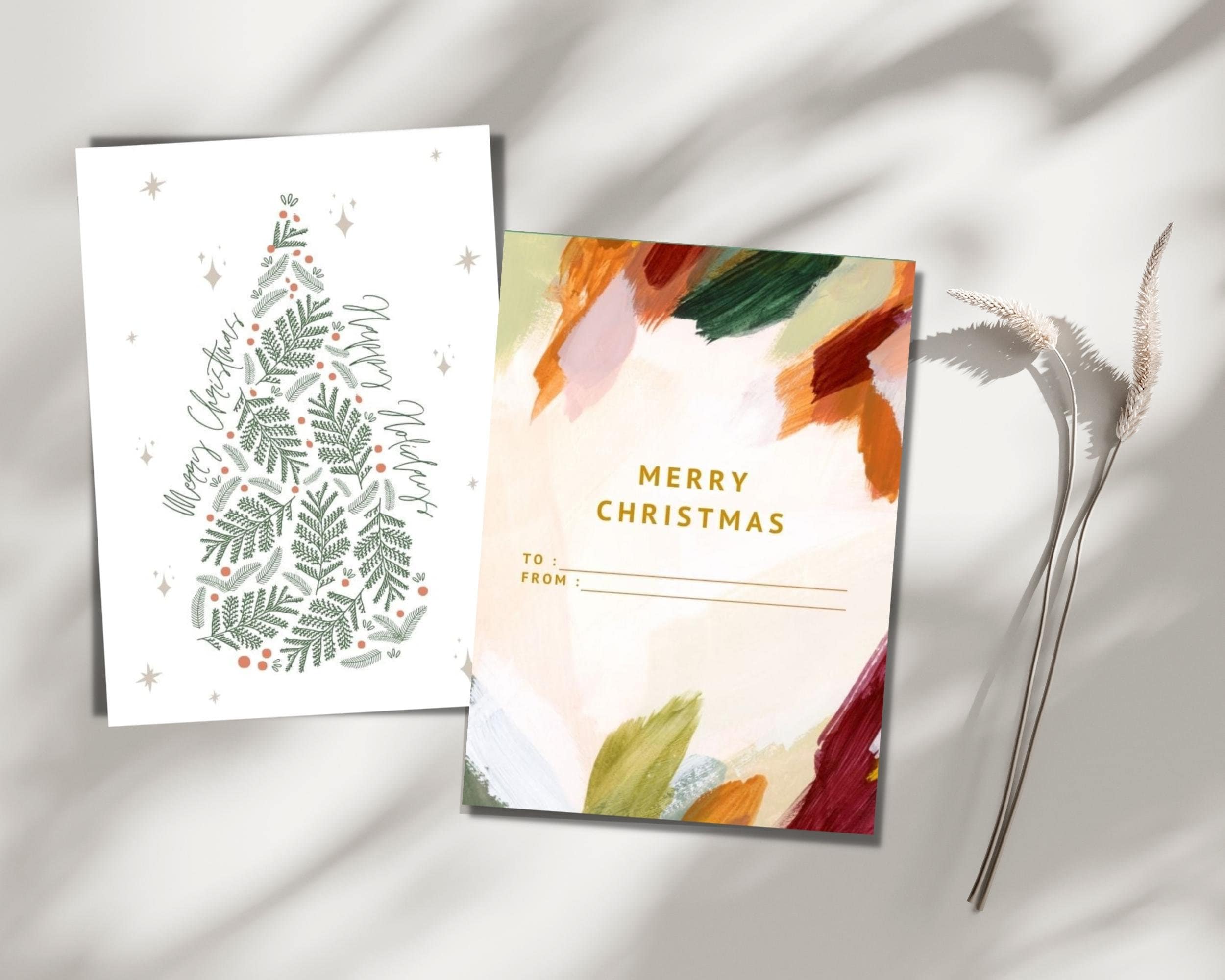 Digital Christmas Cards Bundle Printable Christmas Card Merry Christmas ...