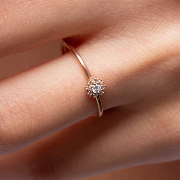 Diamond Flower Ring - Etsy