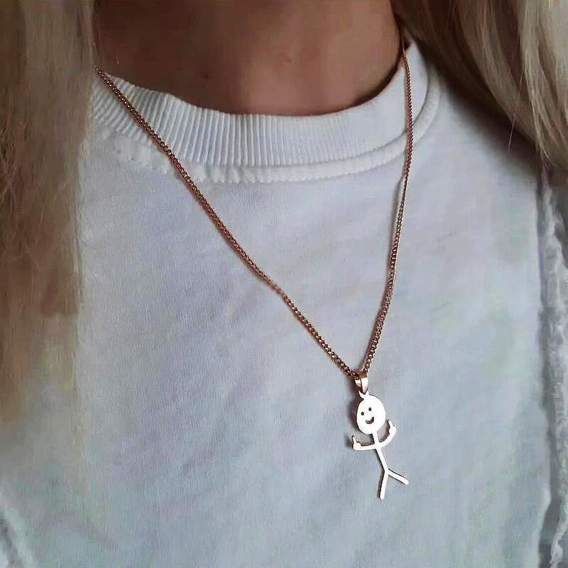 Middle Finger Stick-man Necklace, Dainty Necklace, Funny Gifts, Initial ...