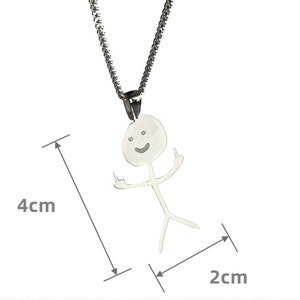 Middle Finger Stick-man Necklace, Dainty Necklace, Funny Gifts, Initial ...