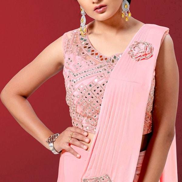 Pre Stitched Saree - Etsy