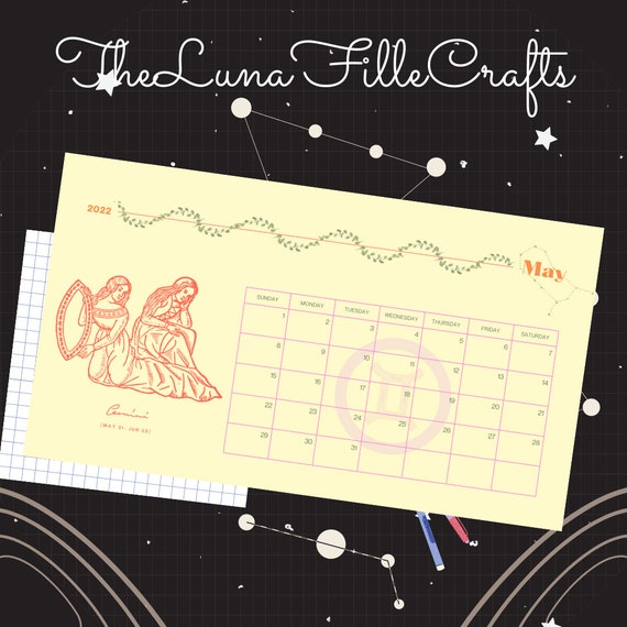 Zodiac Calendar 2022 Horoscope Calendar 2022 Printable | Etsy