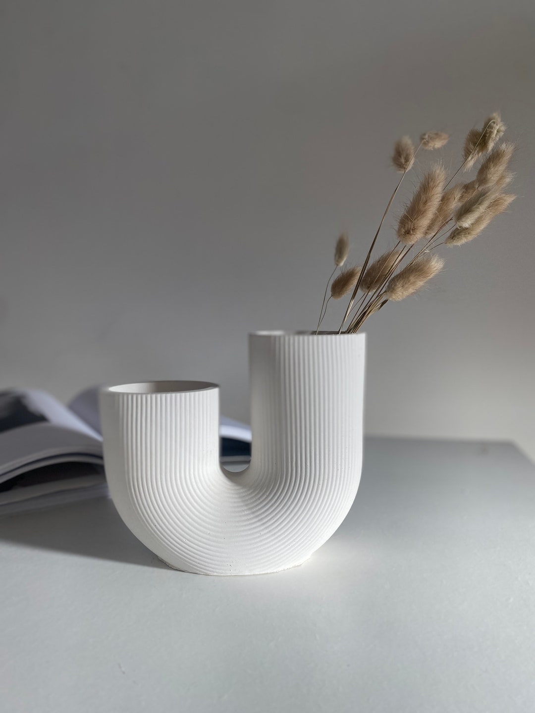 Concrete Arch Vase U Shape Vase Modern Vase Textured Minimalist Vase ...