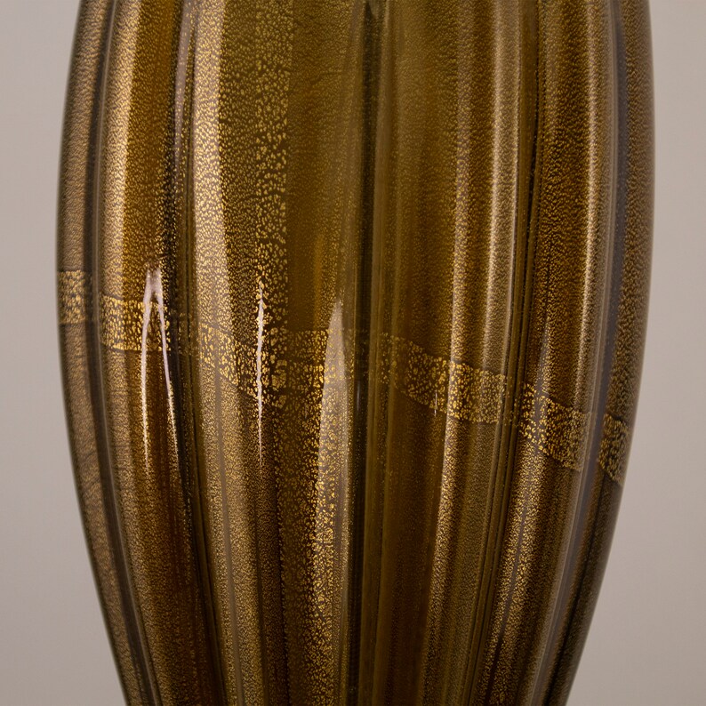 Set of 2 Murano Blown Glass Table Lamps Moka Brown and Gold Color, Made ...