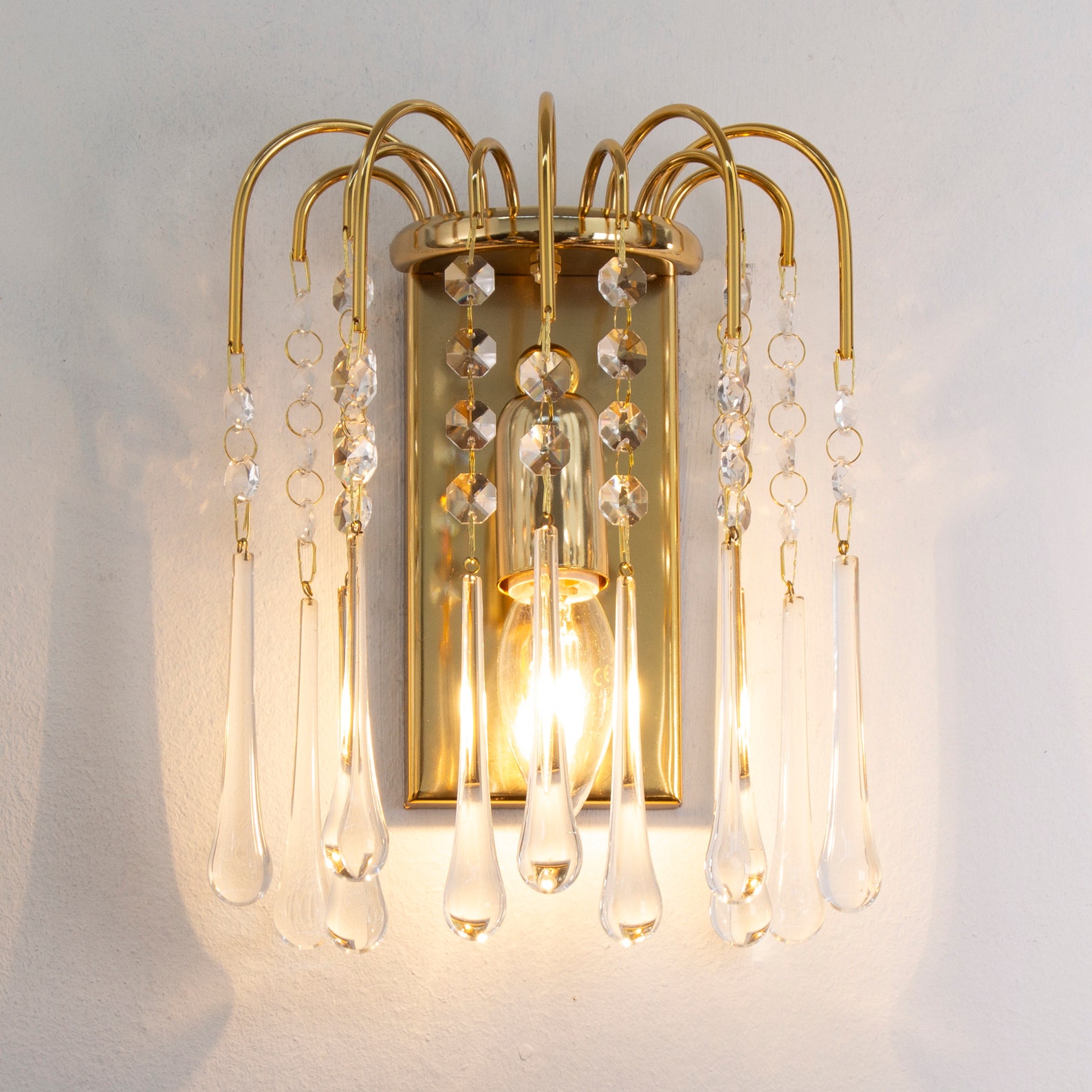 Set of 2 Rain Wall Sconce, Cascade of Crystals and Drops in Murano ...
