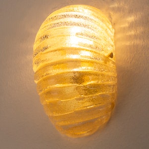 Set of 2 Murano Glass Shell Wall Sconce in Amber Colour With Brass ...