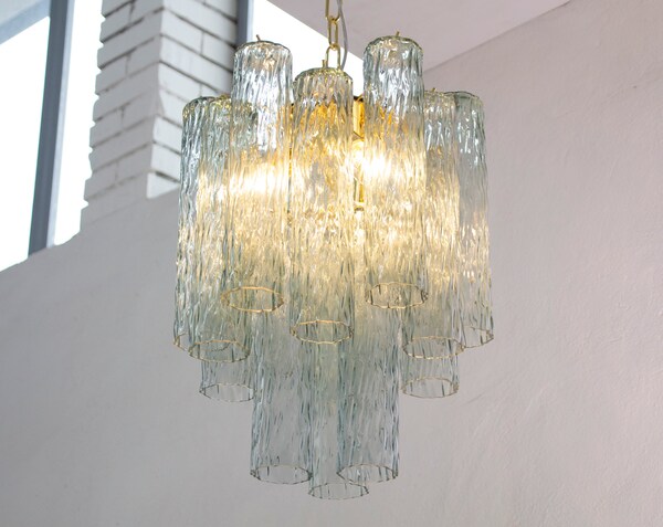 CUSTOM LARGE CHANDELIER, Modern Entry Chandelier, Murano Art Glass ...