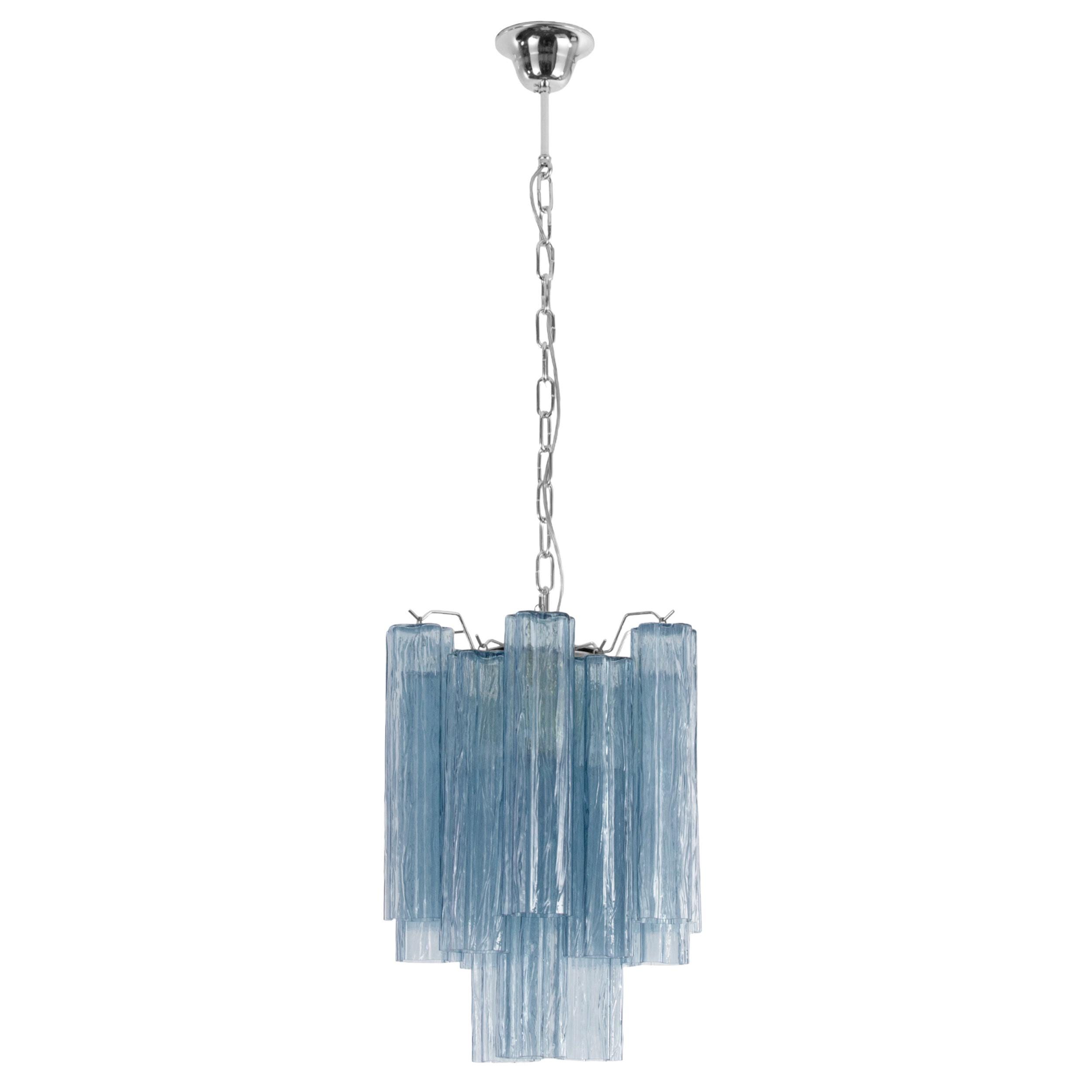 Murano Pendant Lighting Ø35 Cm - Blue Avio Glass Hand-blown Italy ...