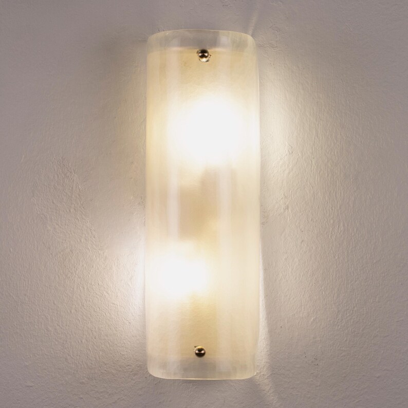 Set of 2 Wall Sconce Murano Plain Glass Satin Finish, Made in Italy, 30 ...