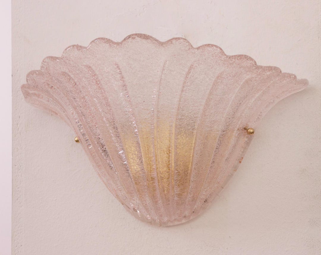 Elegant Murano Glass Wall Sconce Color Pink With Grit, Wall Lamp Made ...