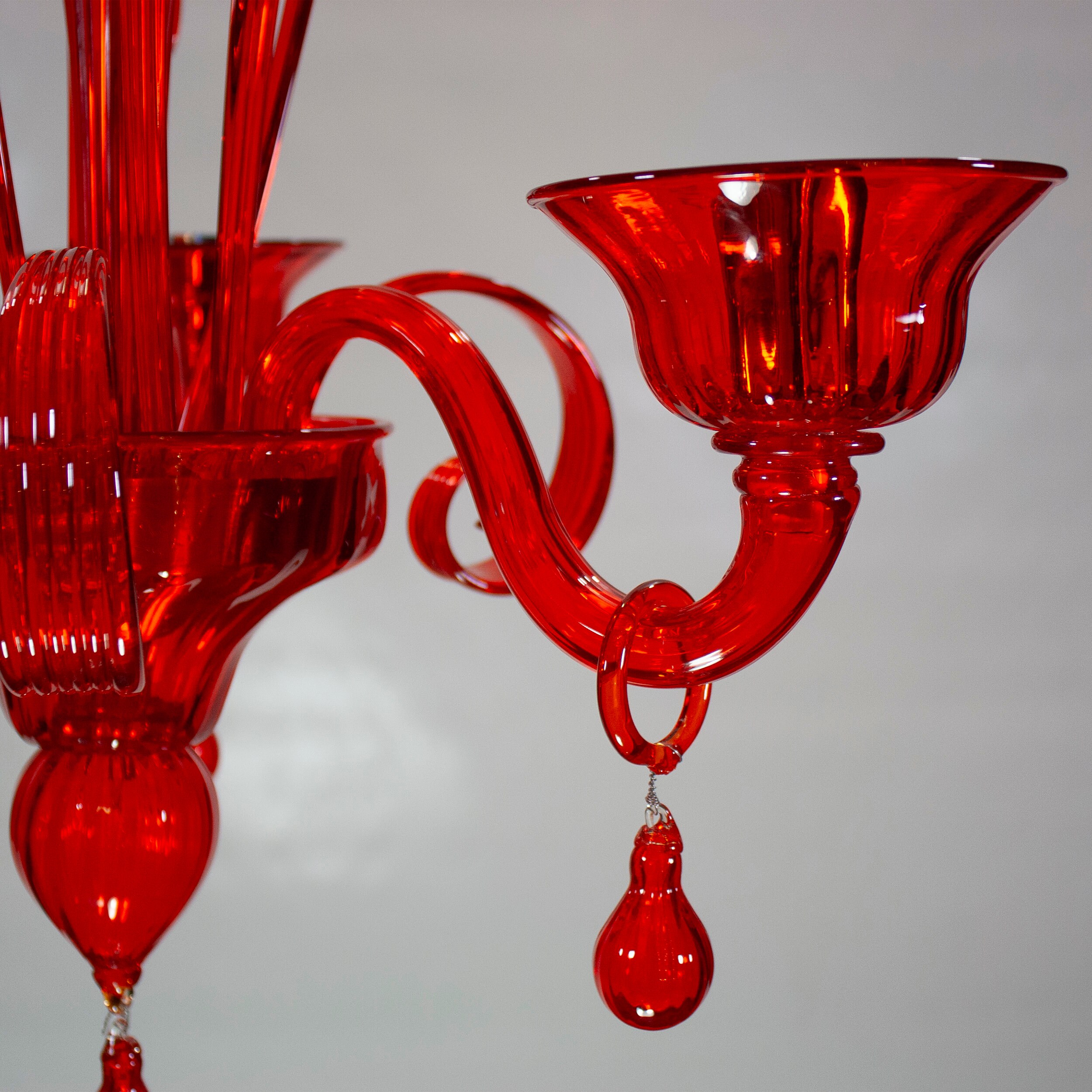 Original Murano Glass Chandelier Orange Red Color, 3 Lights, Handmade ...