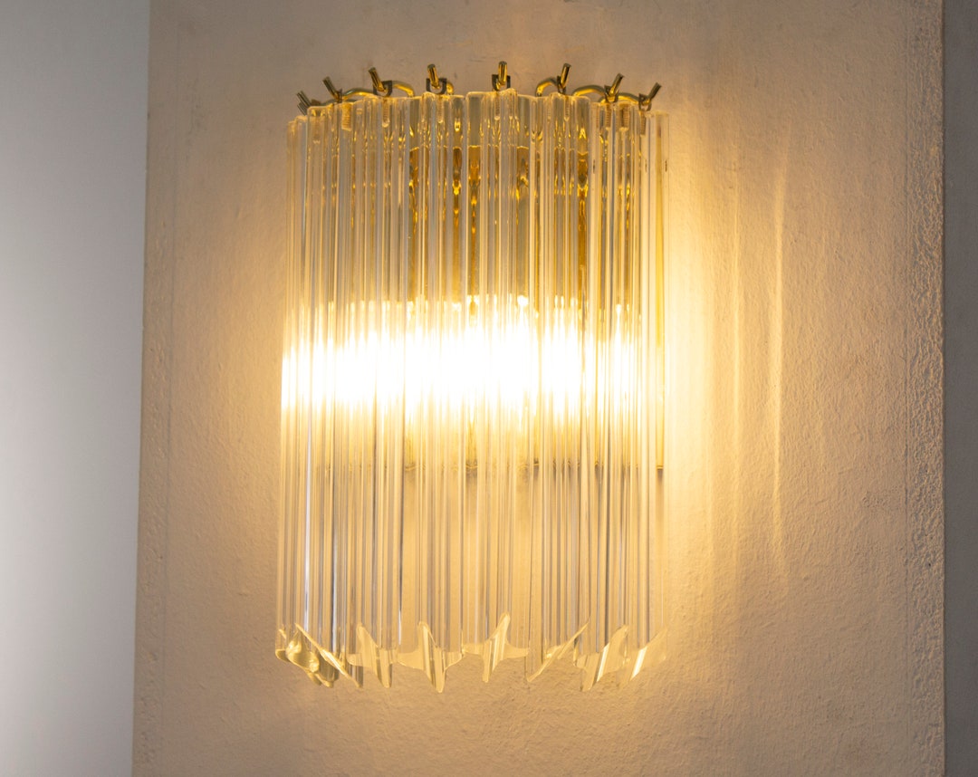 Murano Wall Sconce: Italian Vintage Glass Lighting (brass Frame) - Etsy