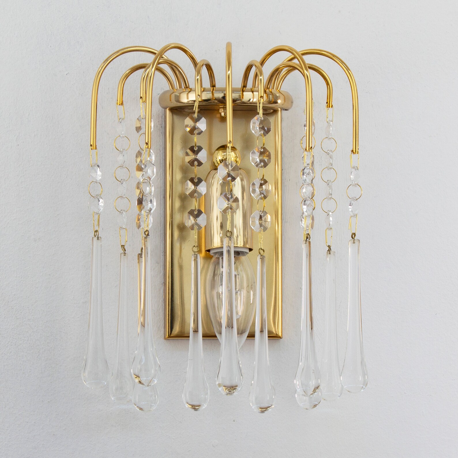 Set of 2 Rain Wall Sconce, Cascade of Crystals and Drops in Murano ...
